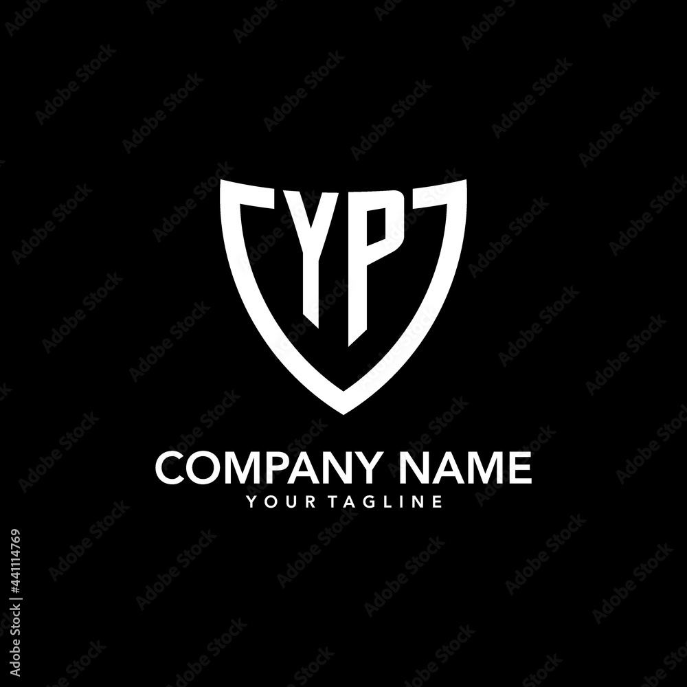 YP monogram initial logo with clean modern shield icon design Stock ...
