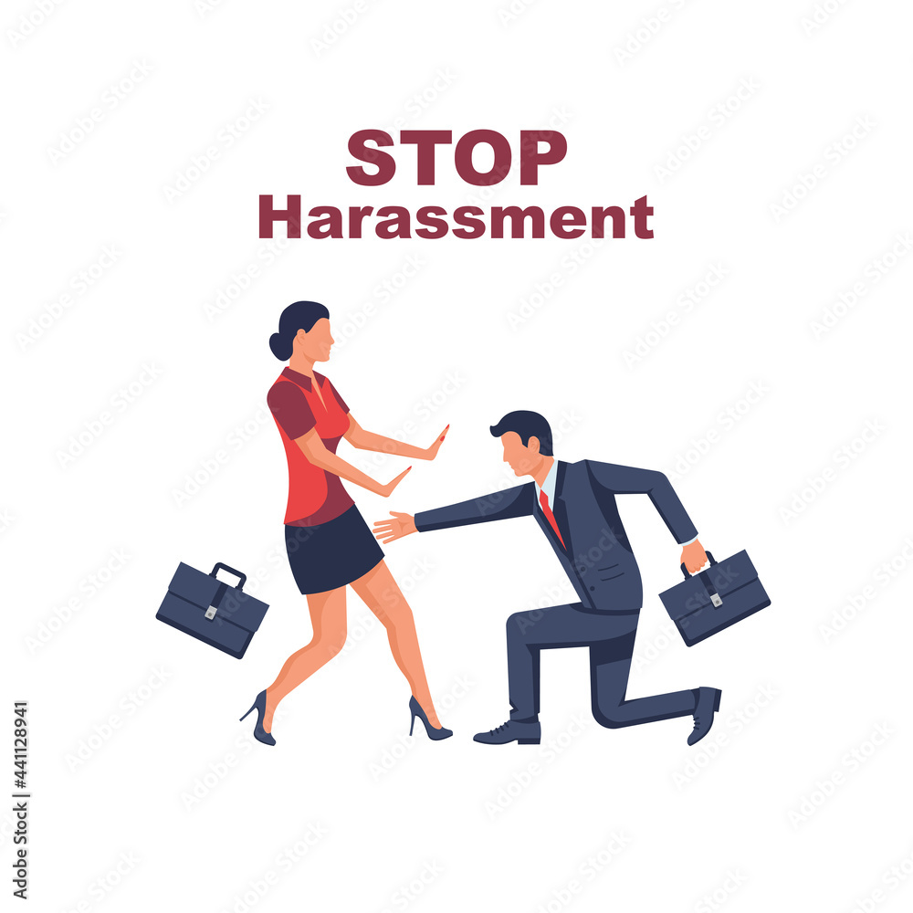 Stop harassment. Rape woman. Sexual harassment. Victim male attention ...