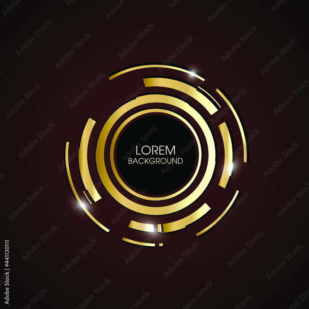 Round frame with metal effect. Golden circle. Futuristic style. The ...