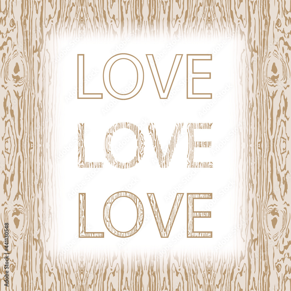 Frame and words with wood textures. Icon for Valentine's and Mother's ...
