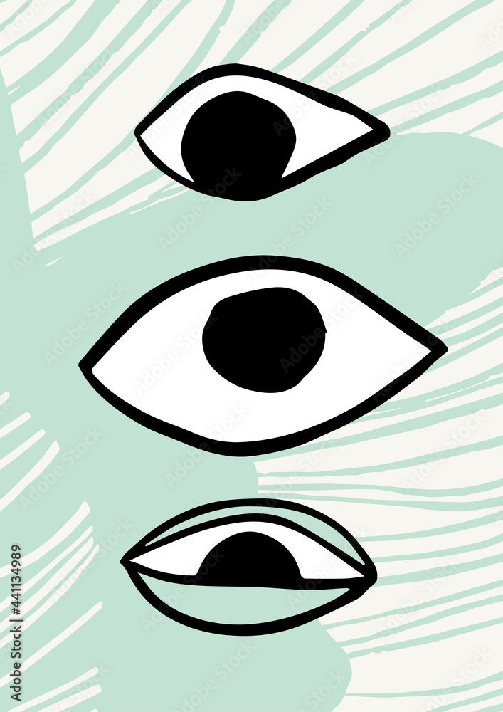 Abstract minimalistic eyes, abstract modern shape. Art minimalistic ...