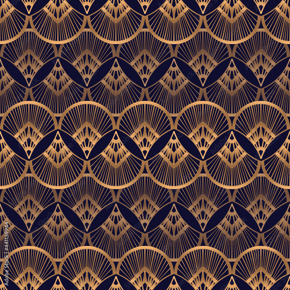 Art deco luxury pattern seamless. Vintage 1920s motif gold black ...