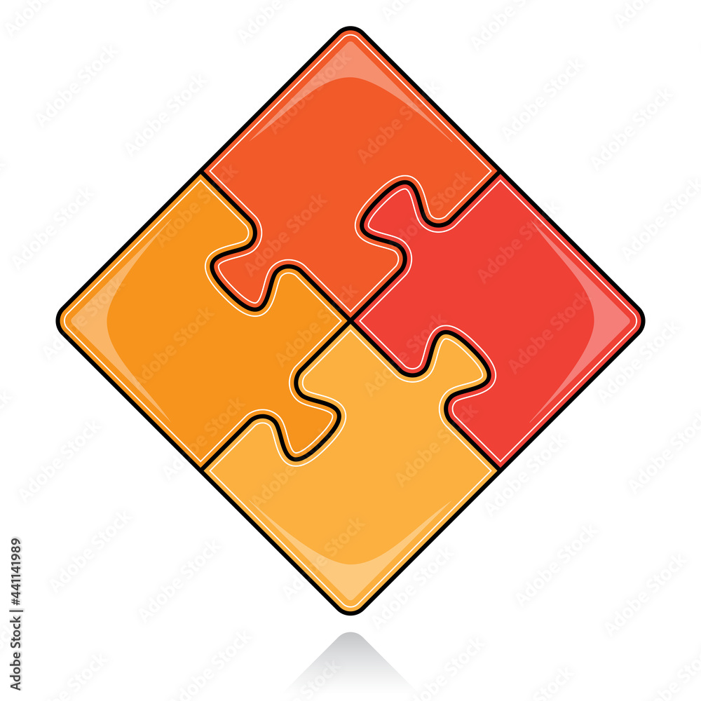 Four puzzle pieces connected vector design. Colorful three dimensional ...