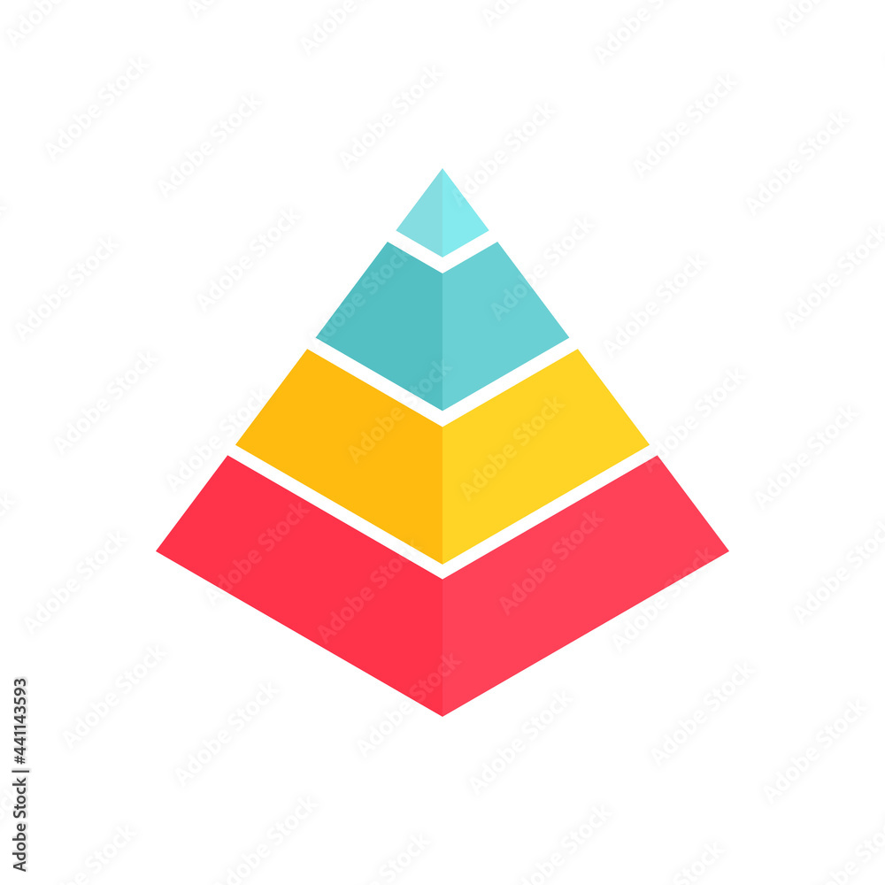 Pyramid shape with four colorful charts. Business infographic isometric ...