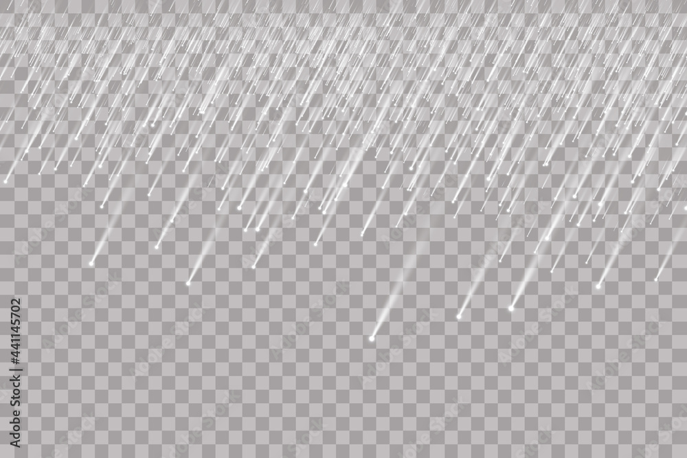 Falling snow on a transparent background. Falling water drops texture ...