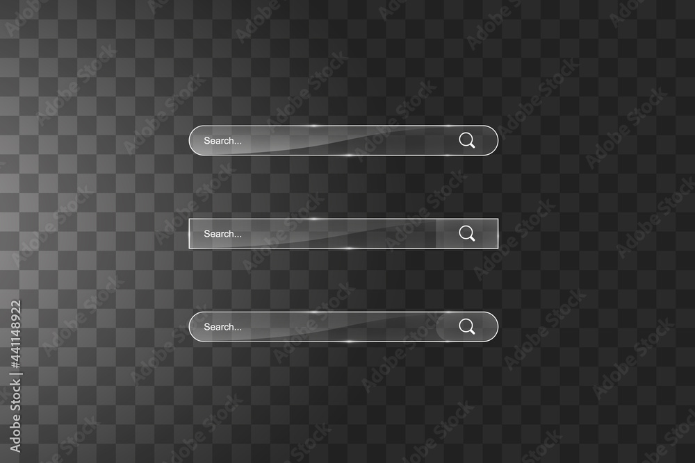 Search bar template. Vector web search illustration. Transparent glass ...