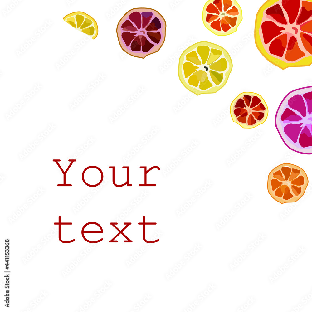 Frame of orange branches. Vector border for lemonade labels, summer ...