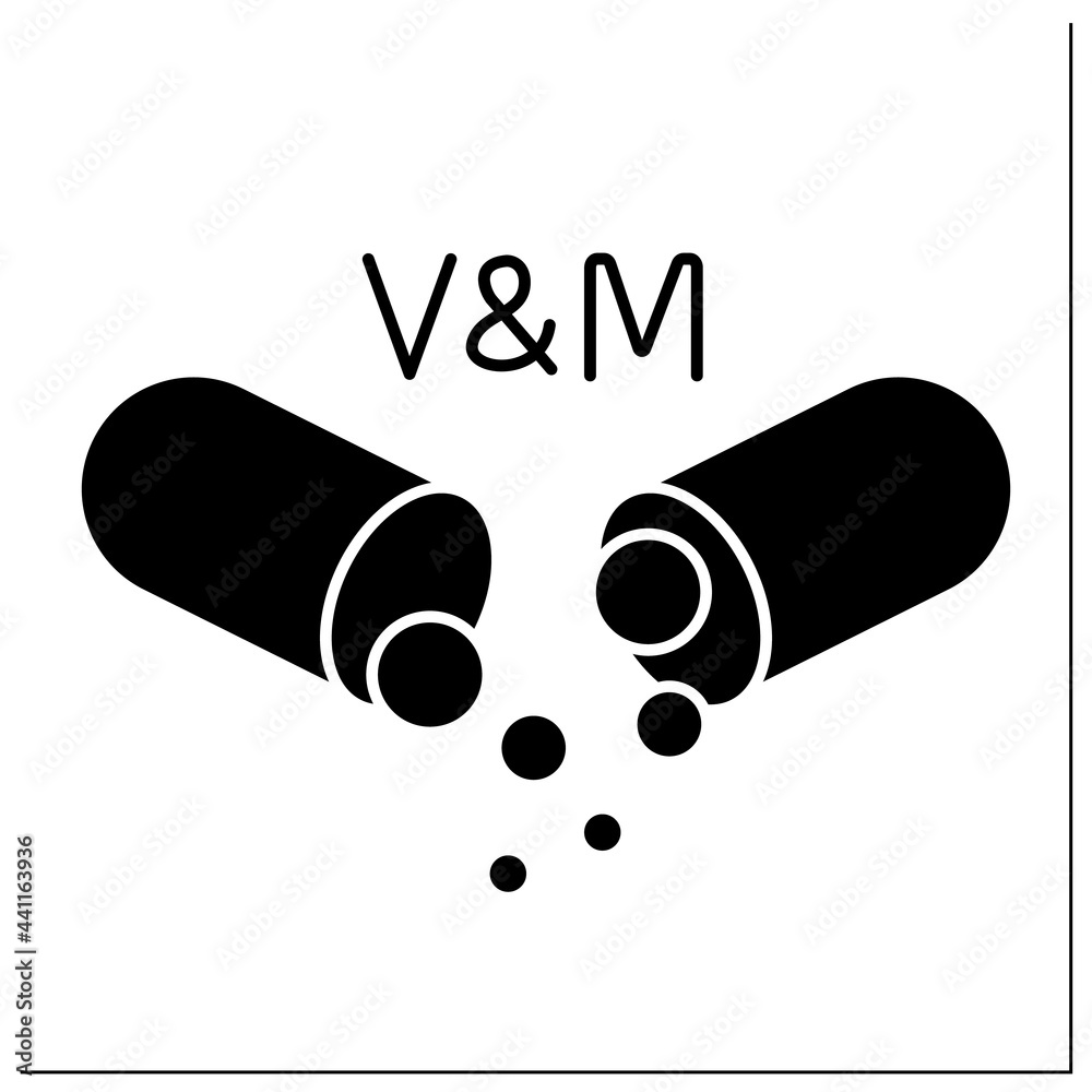 Vitamins and minerals glyph icon. Nutrient supplements. Nutrition facts ...