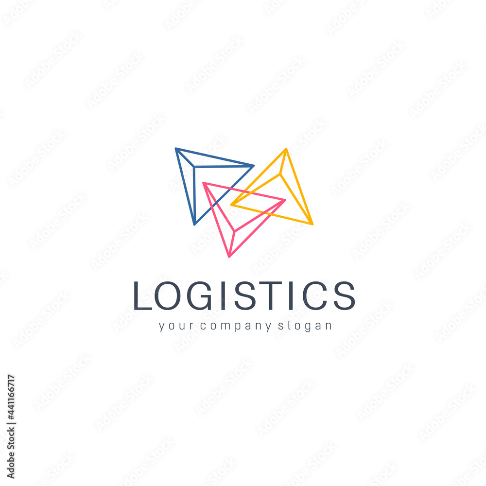 Vector logo design template. Three triangles in different directions ...