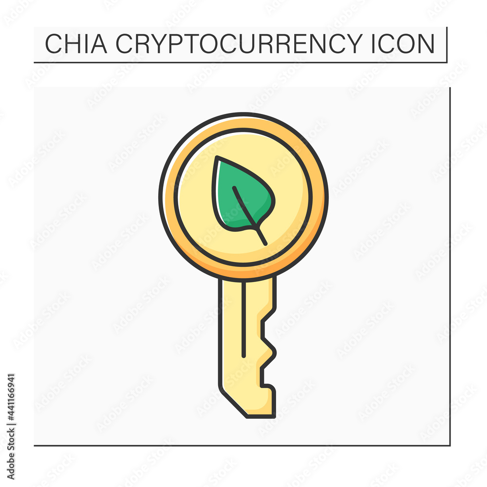 Chia key color icon. Personal safety key for data. Gets hard coded into ...