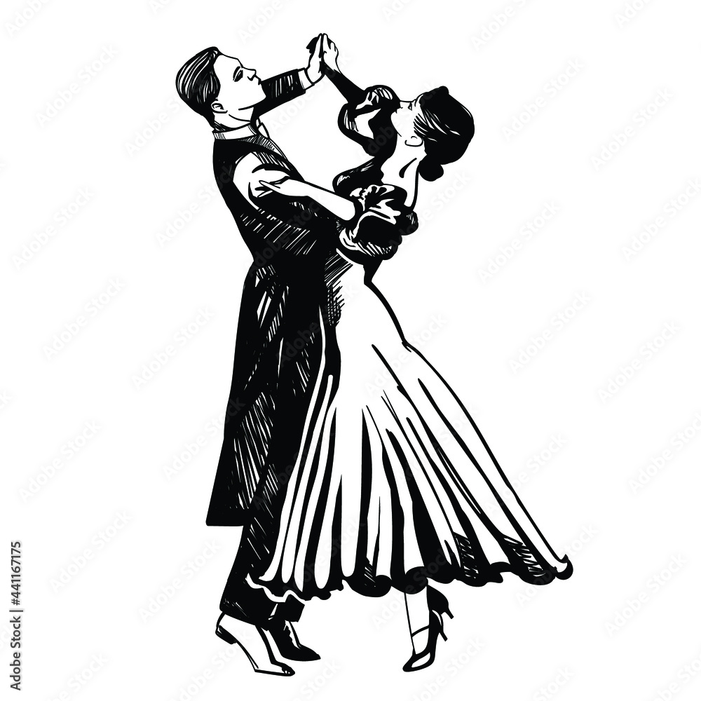 Couple dancing passionate dance. Suitable for waltz and others. Vector ...