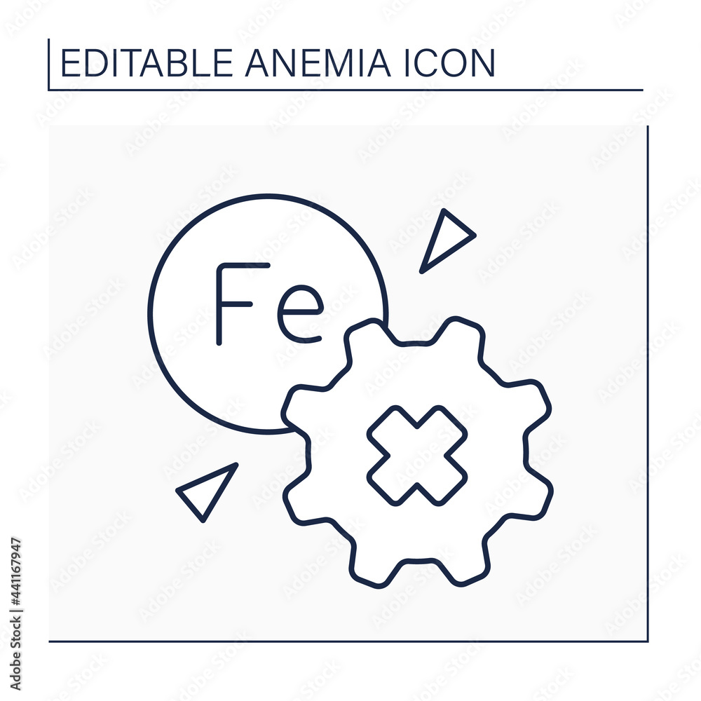 Anemia line icon. Disease symptoms.Inability to absorb iron. Health ...