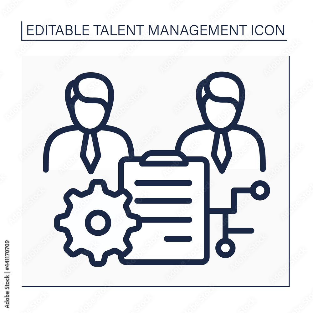 Workforce planning line icon. Analyzing, forecasting, and planning ...