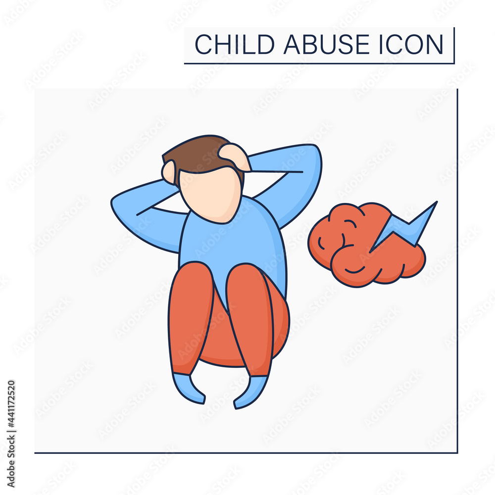 Untreated mental illness color icon. Abuse and neglect through ...