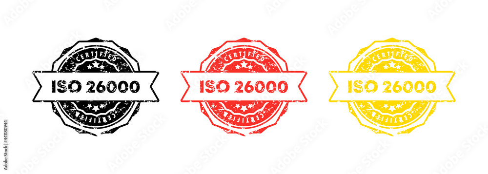 ISO 26000 stamp. Vector. ISO 26000 badge icon. Certified badge logo ...