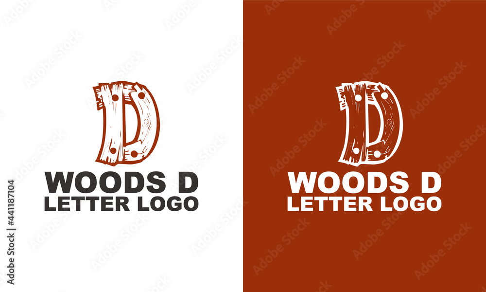 Abstract letter D logo with wood veins logo vector icon illustration ...