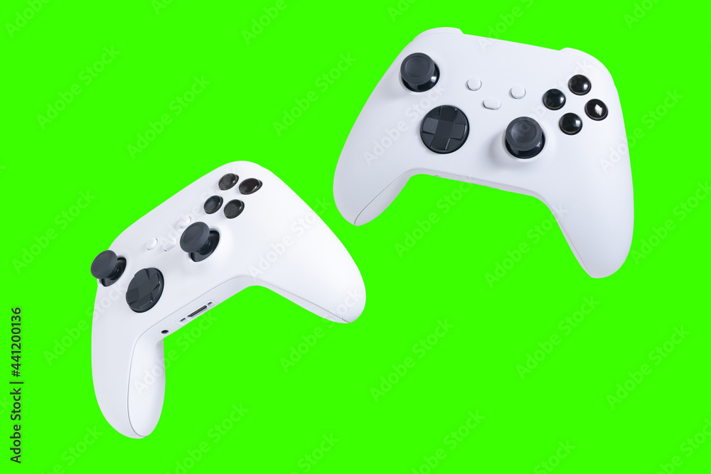 Game controllers with green background for clipping Stock Photo | Adobe ...