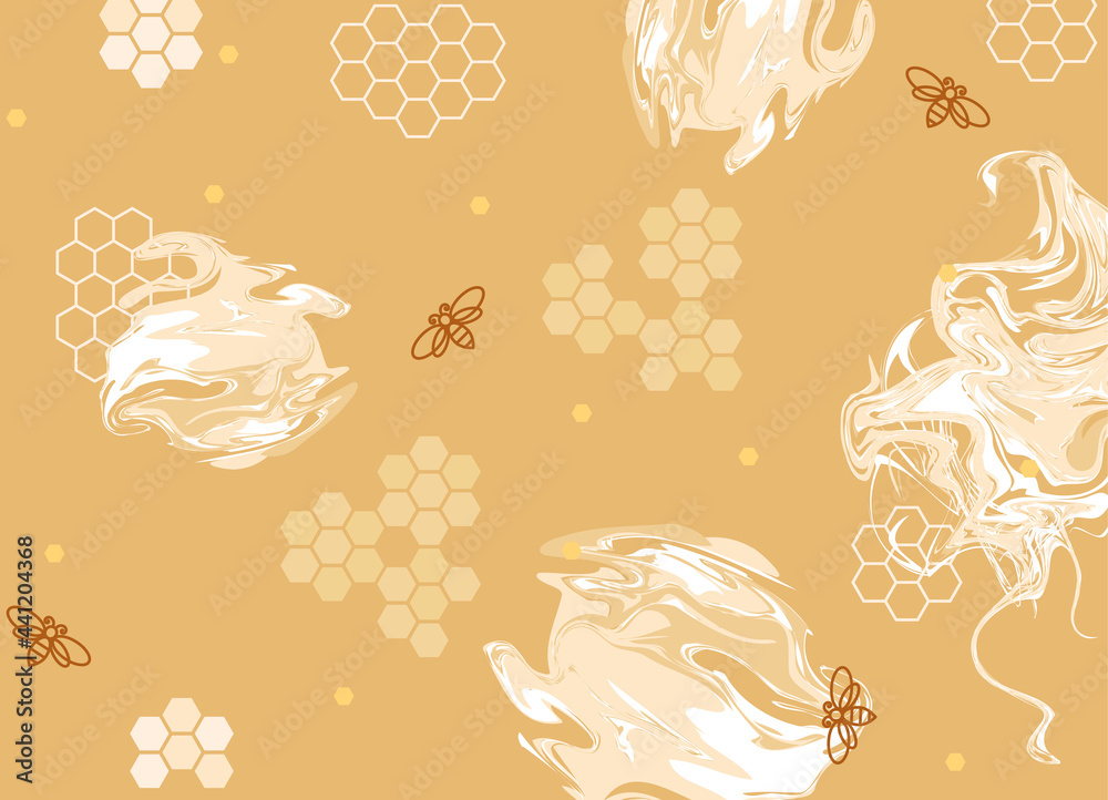 Honey background with bees and cells vector illustration Stock Vector ...