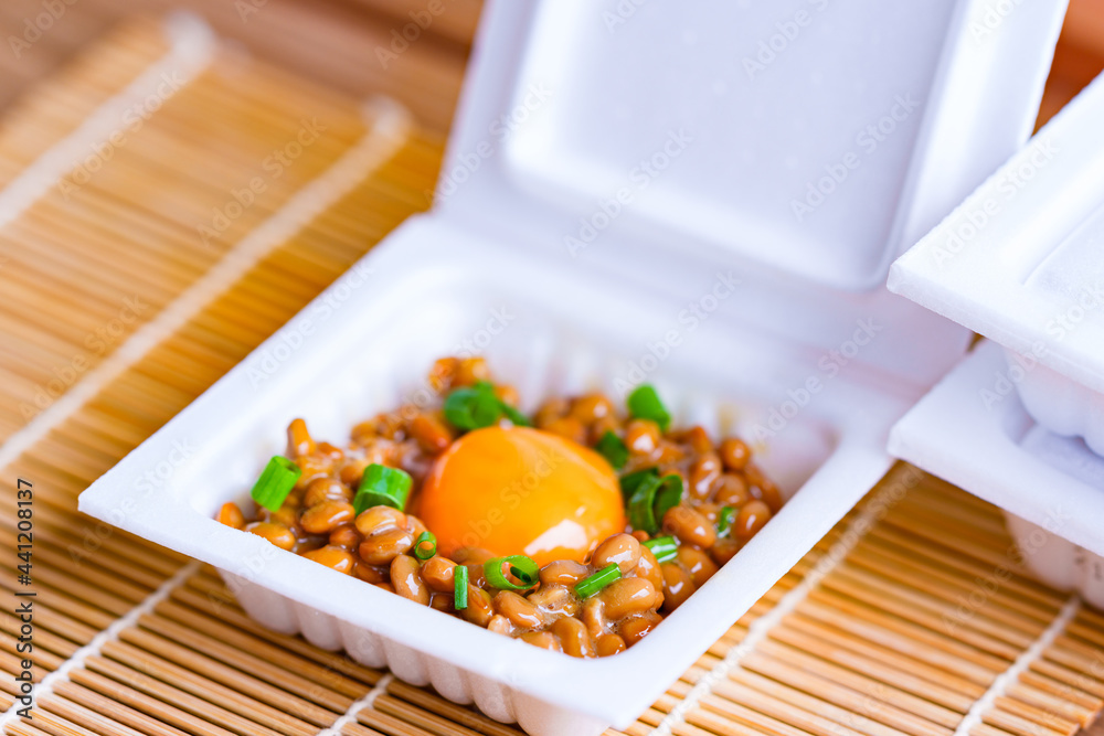 Japanese traditional food Natto and Egg Stock Photo | Adobe Stock