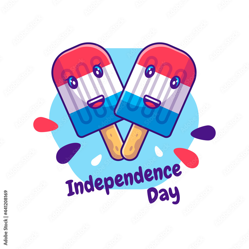 Cute Ice Cream Caracter for usa independence day Cartoon Vector ...
