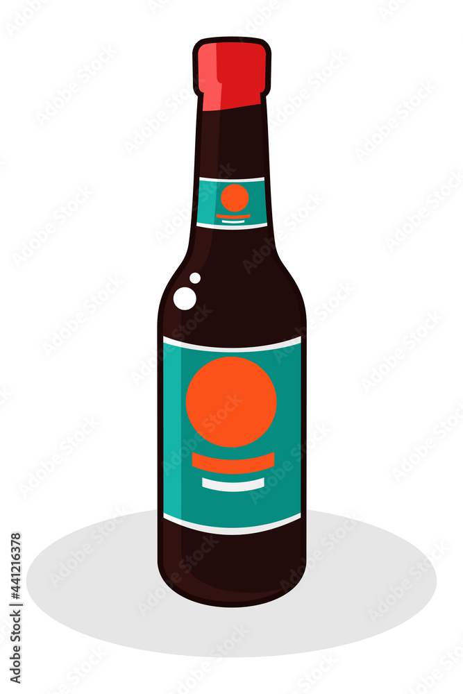 Vetor de Botol kaca kecap manis klasik (Translate: Classic sweet soy ...