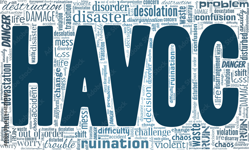 Havoc vector illustration word cloud isolated on a white background ...