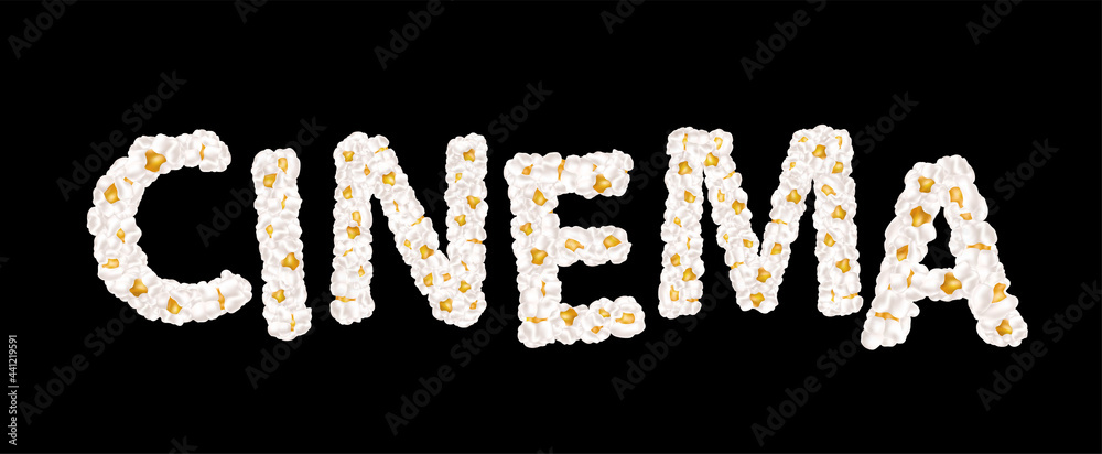 Cinema lettering consisting of air popcorn. Movie genres. Vector ...