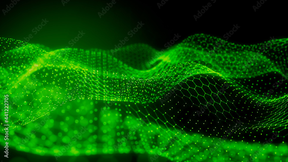 Big Data Concept. Green, Futuristic Digital Style. 3D Render. Stock ...