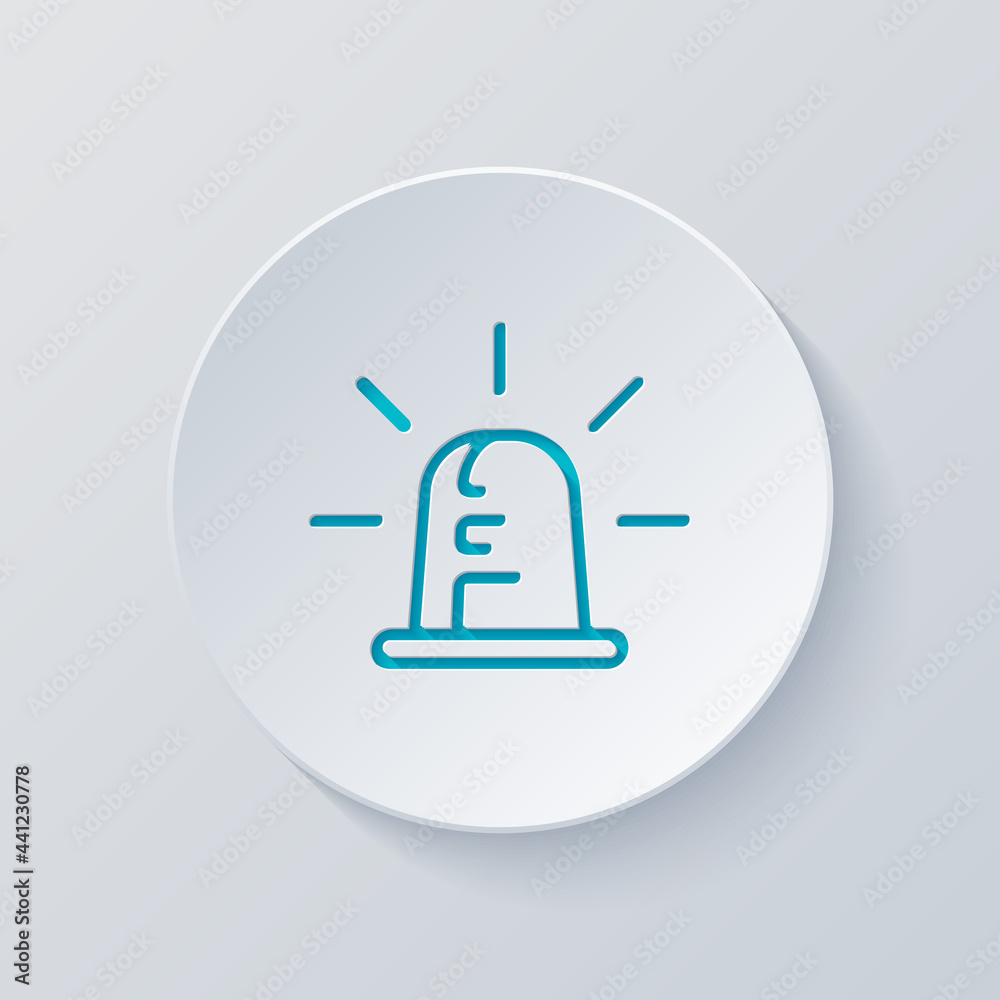 Emergency siren of ambulance or police, simple icon. Cut circle with ...