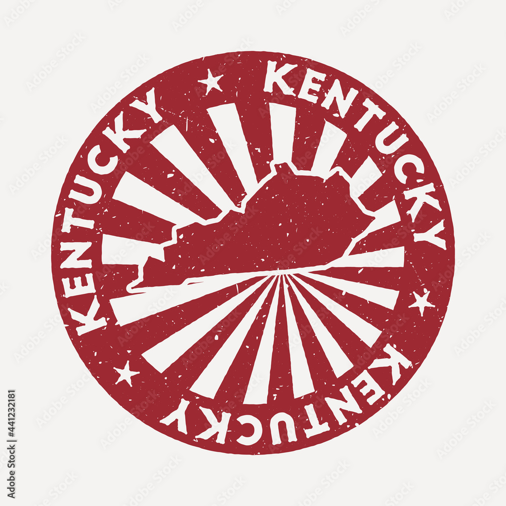 Kentucky stamp. Travel red rubber stamp with the map of us state ...