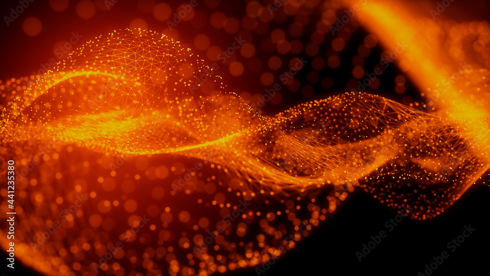 Smart Network and Connection Concept. Orange, Futuristic Digital Style ...