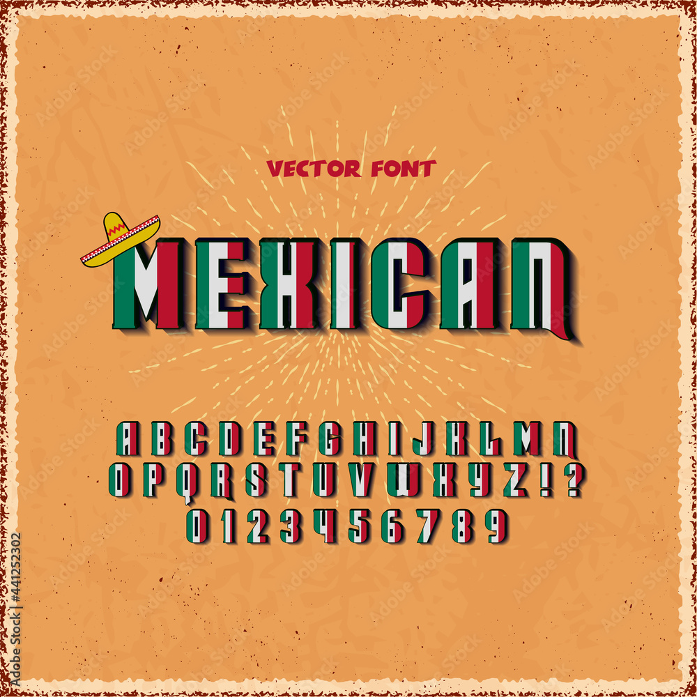 3d font, with the colors of the Mexican flag. Abstract font and ...