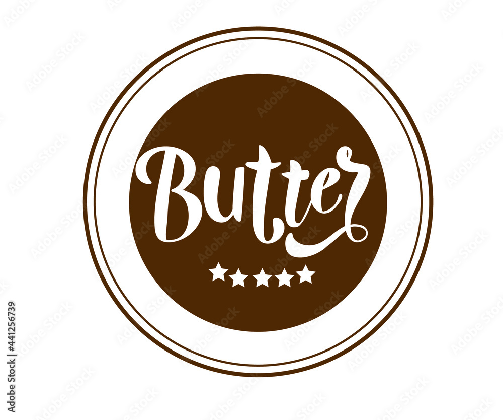 Hand drawn lettering label for butter. Graphic design with lettering ...