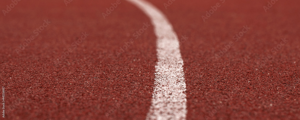 Red racing track with white line rubber texture in stadium texture ...