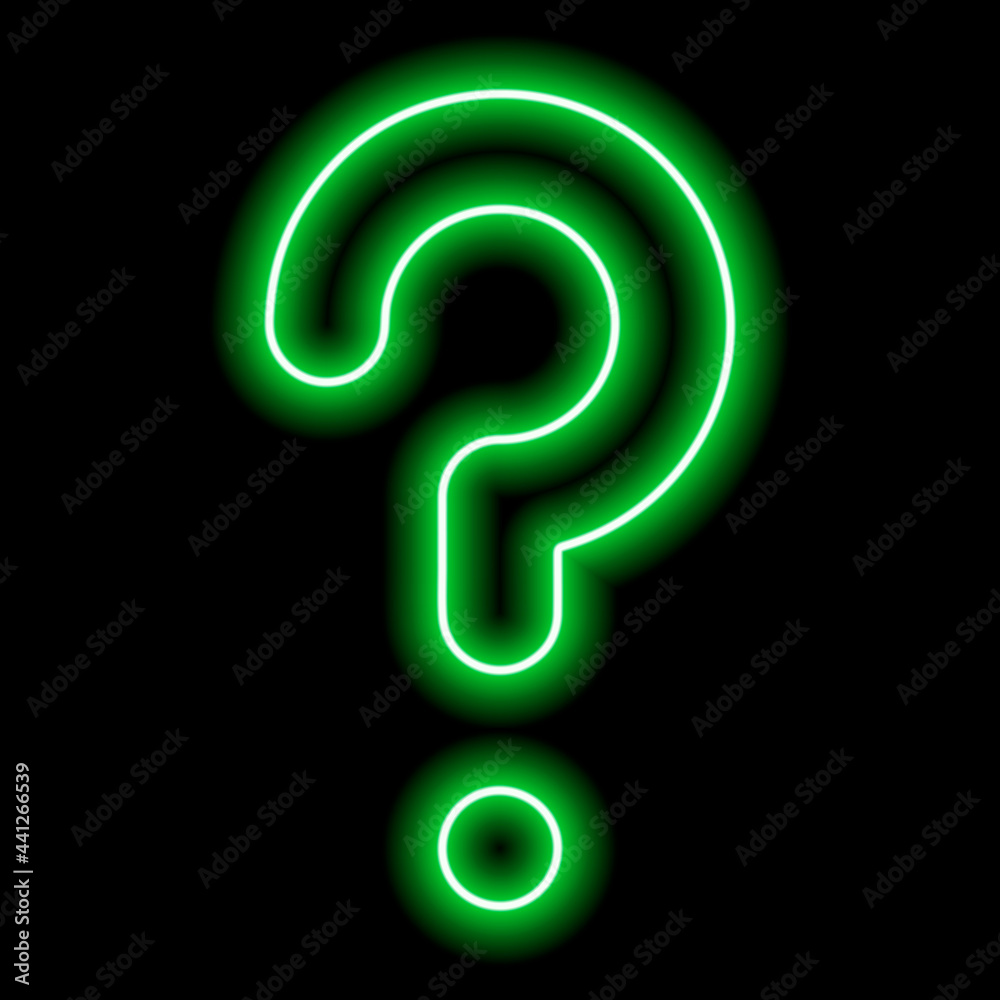 Green neon question mark on a black background Stock Vector | Adobe Stock