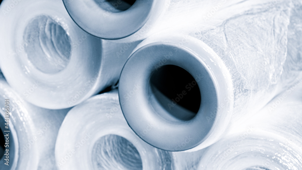 Polypropylene rolls for packaging, packaging concept background Stock ...