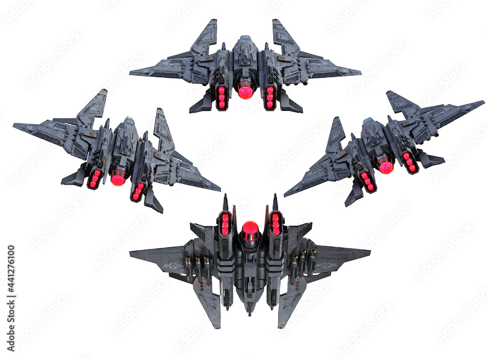 Fighter Class Starship Render on White Background 2 Stock-Illustration ...