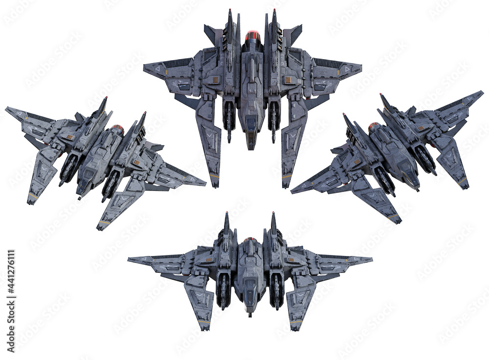 Fighter Class Starship Render on White Background 1 Stock Illustration ...