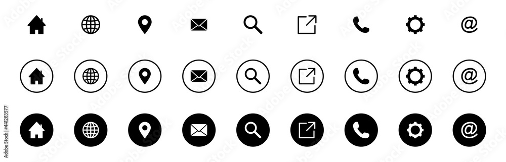 Contact us icon set. Website icon set, Web icon Set. Stock Vector ...