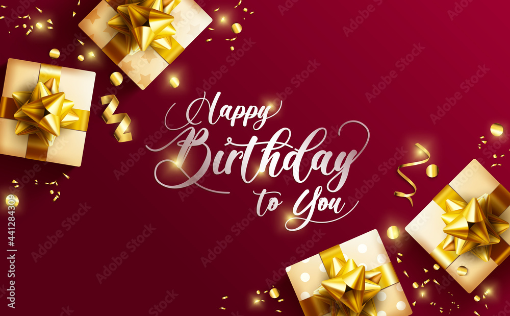 Happy birthday vector banner design. Happy birthday to you greeting ...