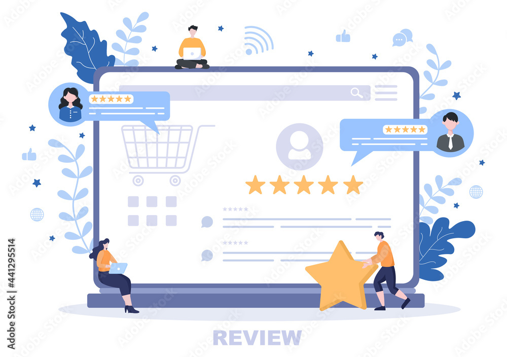 Review Vector Illustration Customer Giving Star with Good or Bad Rate ...