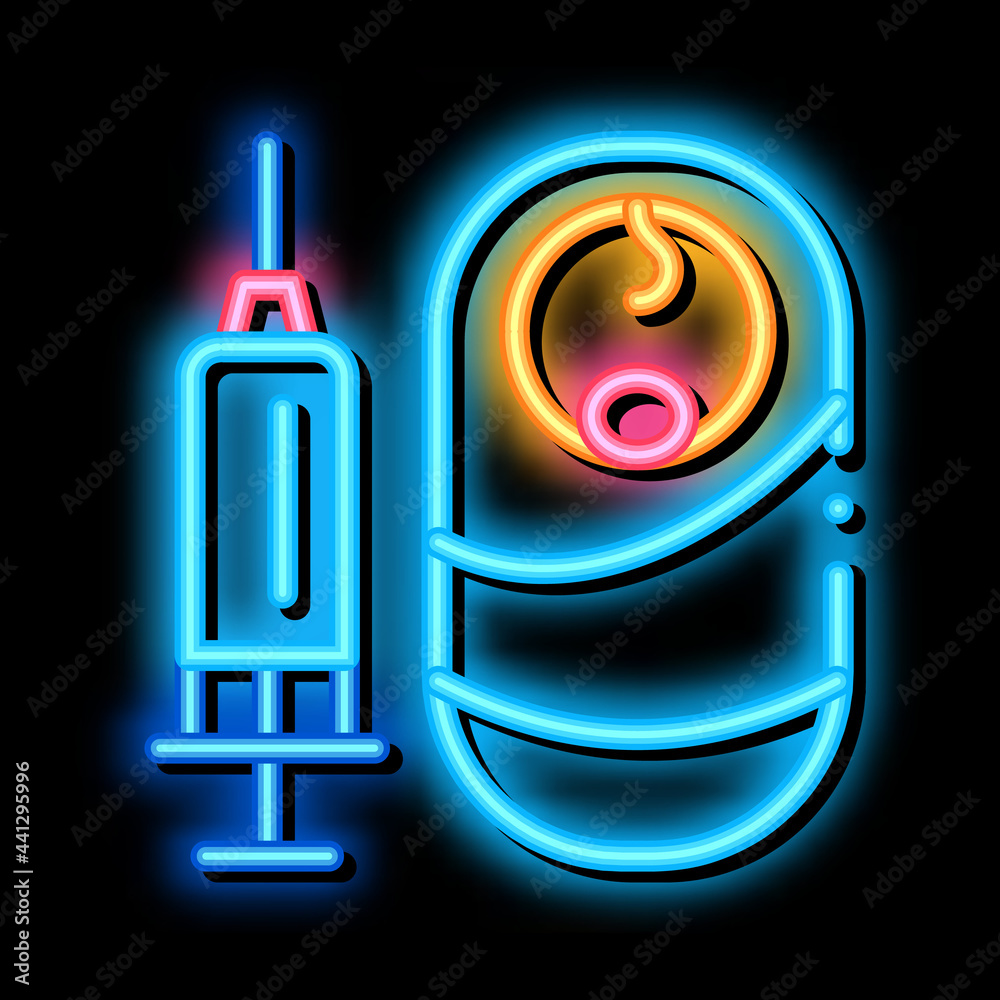 baby injection neon light sign vector. Glowing bright icon baby ...