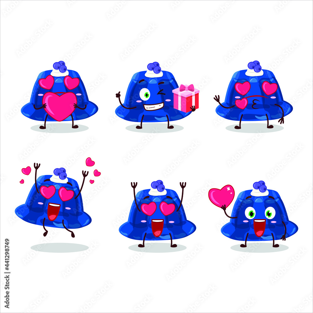 Blueberry pudding cartoon character with love cute emoticon. Vector ...