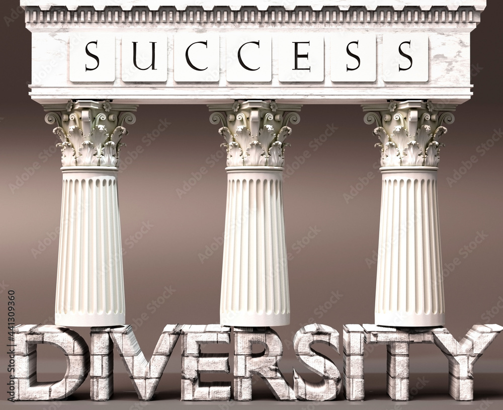 Diversity as a foundation of success - symbolized by pillars of success ...