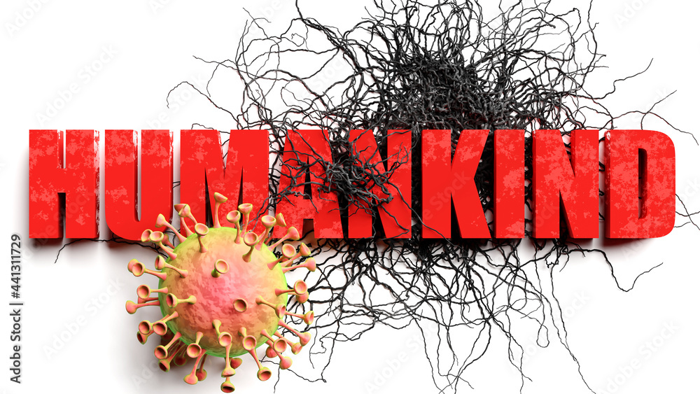 Degradation and humankind during covid pandemic, pictured as declining ...