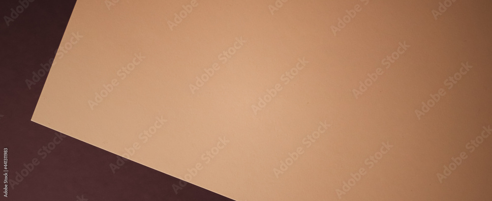 Blank A4 paper, beige on dark background as office stationery flatlay ...