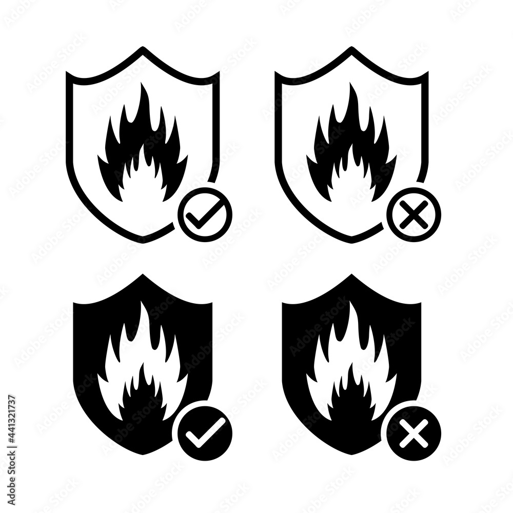 Vecteur Stock Heat resistant sign. Fire resistance. Shield with fire ...