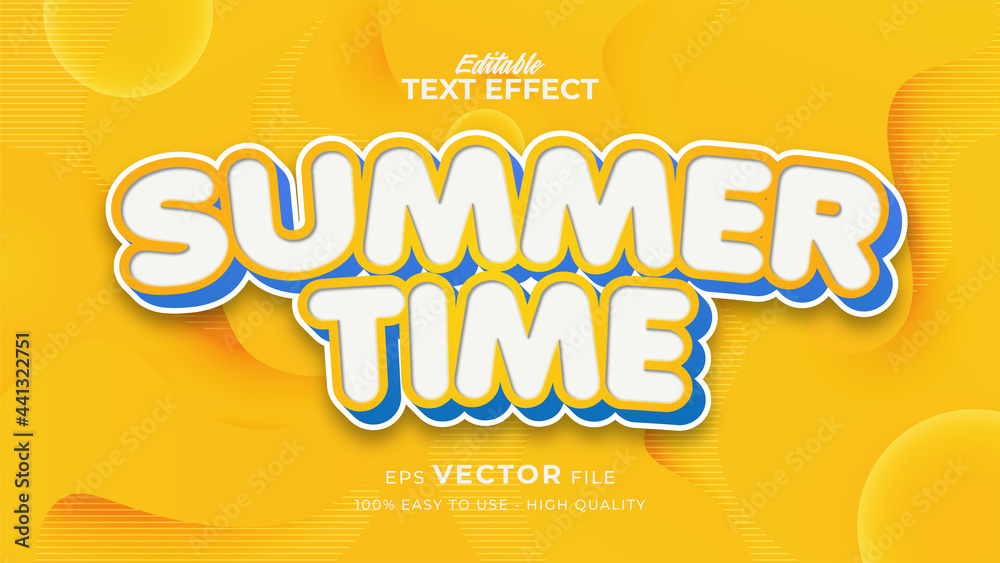 summer text effect template with cartoon style Stock Vector | Adobe Stock