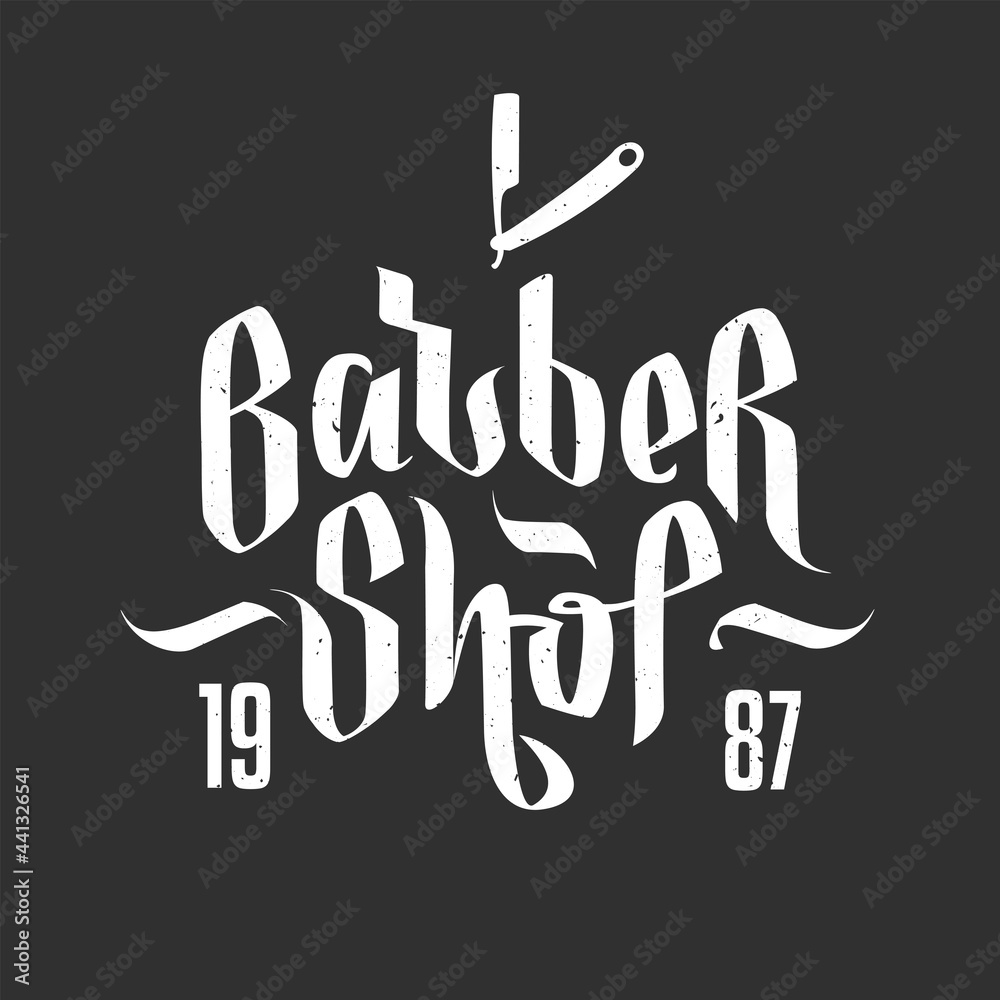 Barber Shop creative logo design in lettering style vector template ...