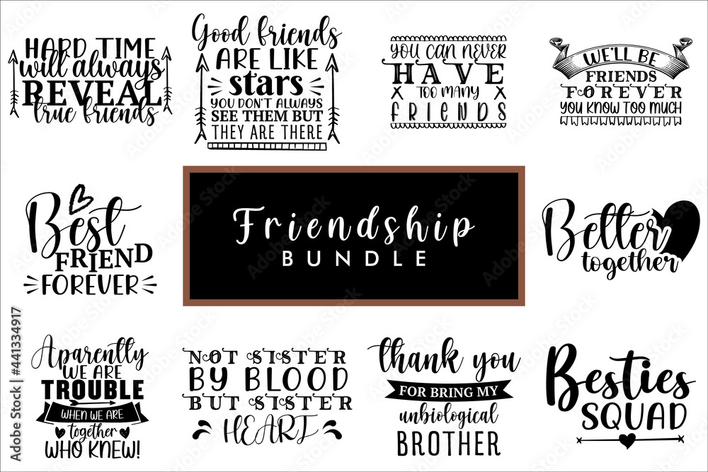 Friendship Quotes Design Bundle, Friendship Design Bundle Stock Vector ...